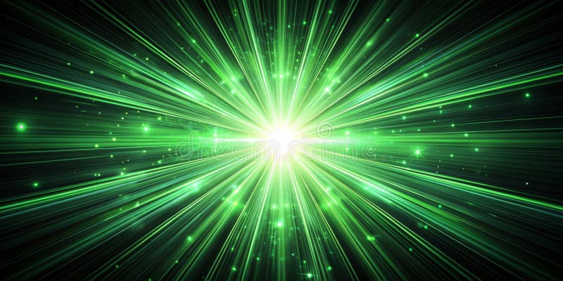 Green Laser Light Show a Burst of Green Lines and Glowing Points in a ...