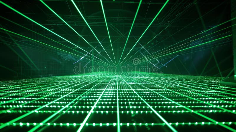 Green Laser Rays in Abstract Dark Space for Background, Light Lines of ...