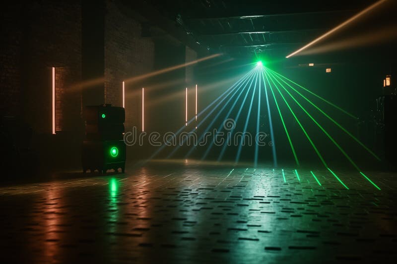 Green Lasers on an Empty Dance Floor in a Nightclub, Illustration ...