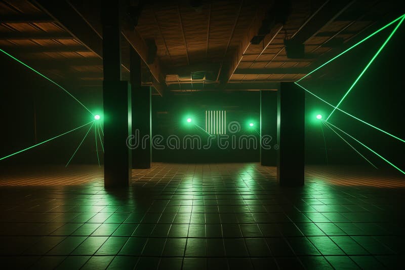 Green Lasers on an Empty Dance Floor in a Nightclub, Illustration ...