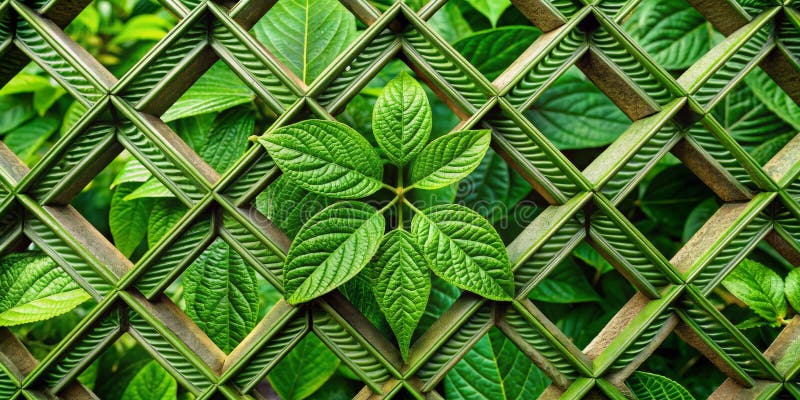 Green Lattice and Lush Foliage a Study in Texture and Form Stock ...