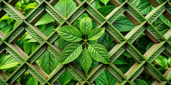 Green Lattice and Lush Foliage a Study in Texture and Form Stock ...