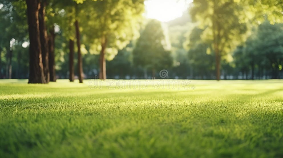Green Lawn with Copyspace and Flare. Generative AI Stock Illustration ...