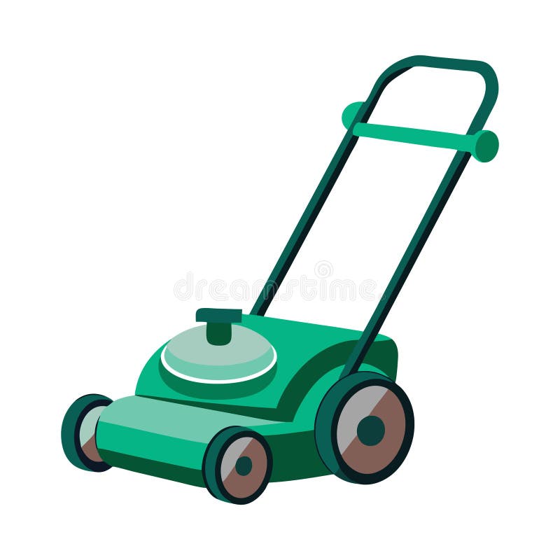 A Green Lawn Mower with a Green Handle and a Green Engine Stock Vector ...