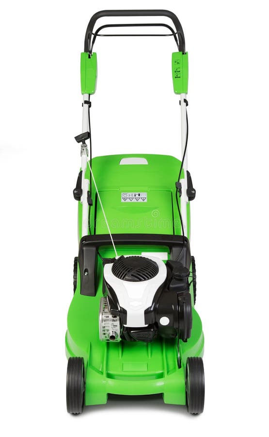 Green Lawnmower on White Background. Stock Photo - Image of shine ...