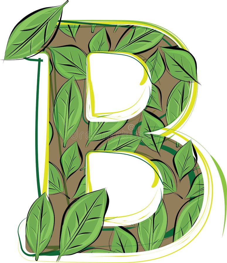 Green Leaf Alphabet Illustration LETTER B Stock Vector - Illustration ...