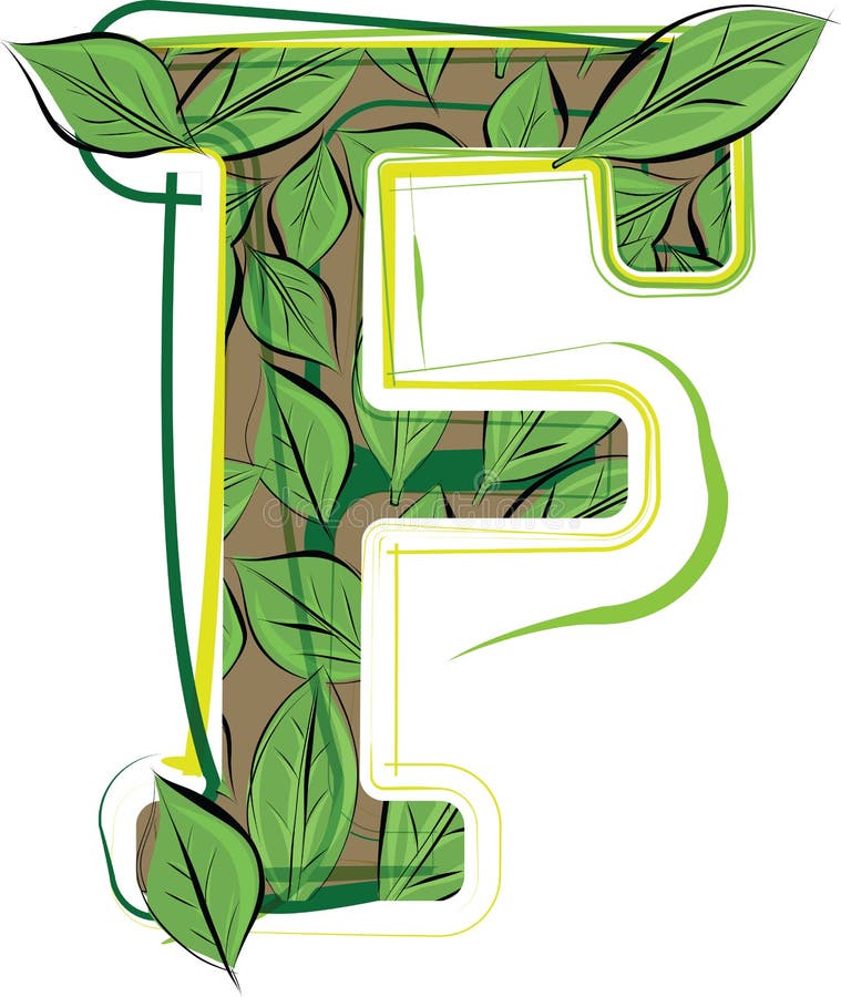 Green Leaf Alphabet Illustration LETTER F Stock Vector - Illustration ...