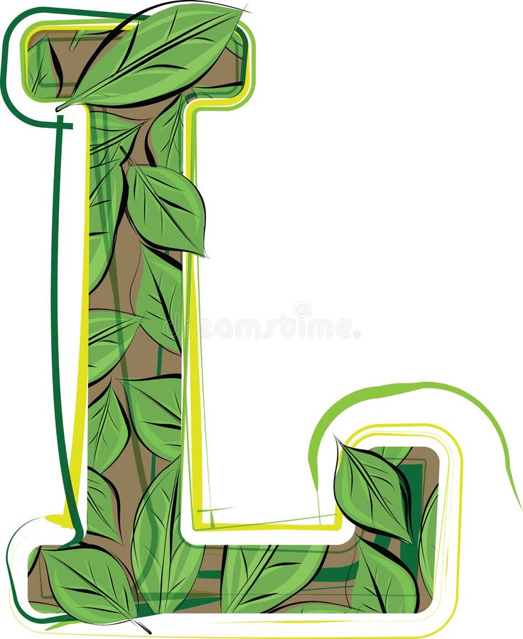 Leaf Design Uppercase Letter L Stock Illustrations – 94 Leaf Design ...