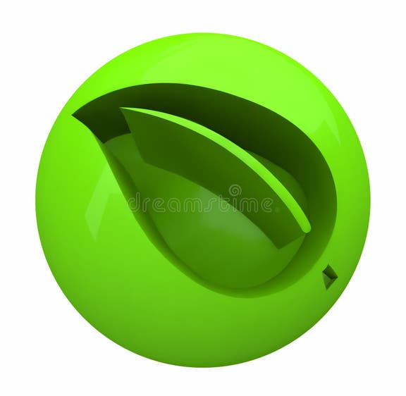 Green Leaf in Ball - Environmental Icon Stock Illustration ...