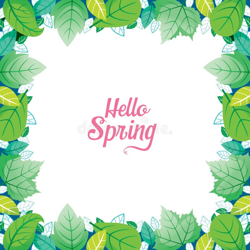 Green Leaf Border with Hello Spring Lettering Stock Vector ...