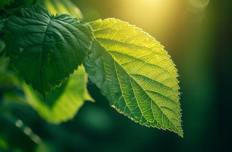 A Green Leaf with Bright Sun Stock Image - Image of fresh, organic ...