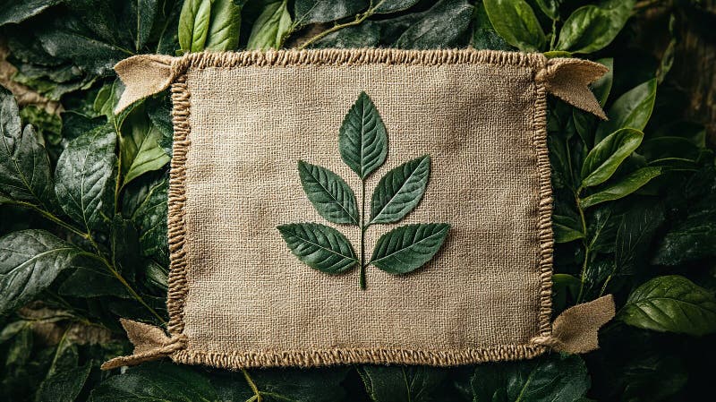 Green Leaf Burlap Banner Lush Foliage Background Stock Illustration - Illustration of botanical ...