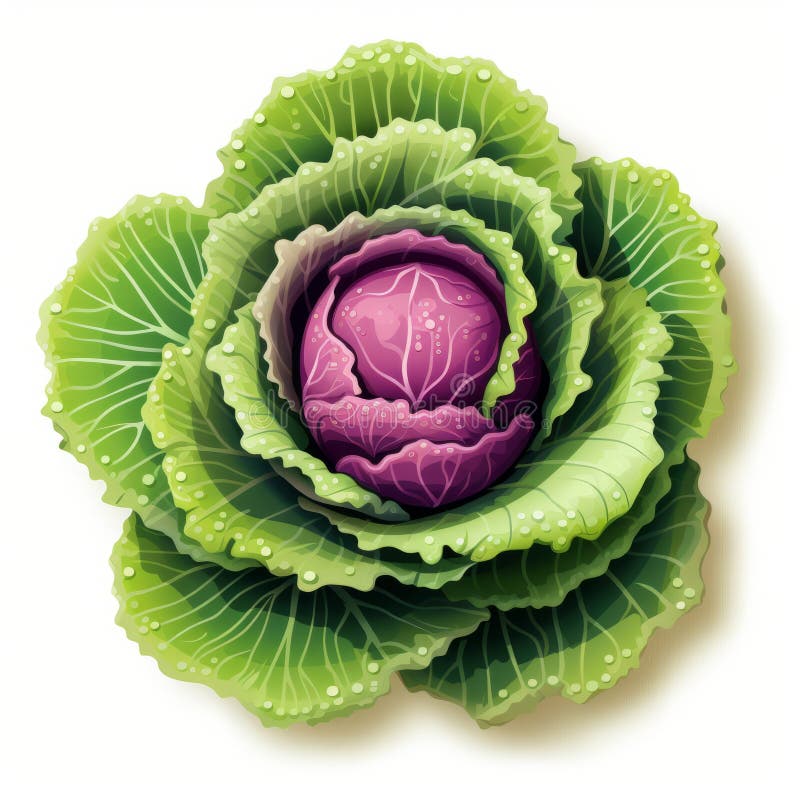 Realistic and Intricate Naive Art Cabbage Illustration on White ...