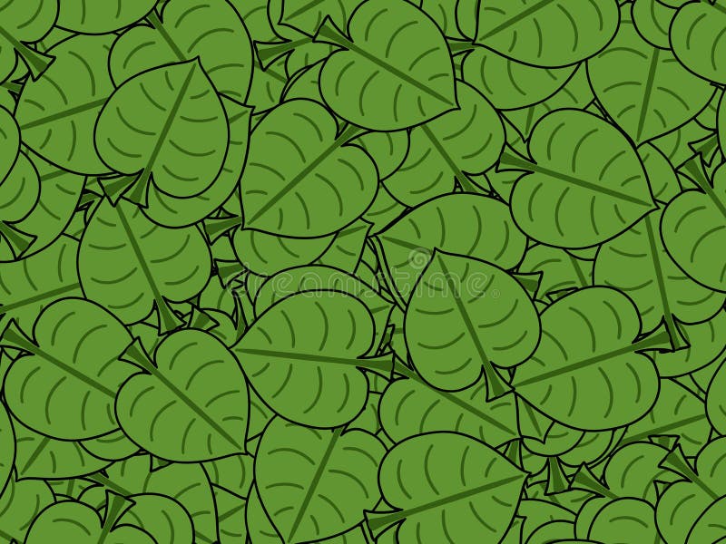 Green Leaf Cartoon Pattern Background Stock Illustration - Illustration ...