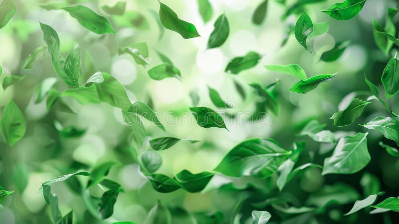 Green Leaf Cascade: 3D Movement and Flow Stock Illustration ...