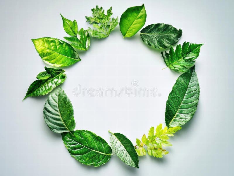 Green Leaf Circle, Minimalist Nature Design Stock Illustration ...