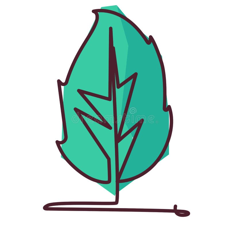 Green Leaf Continuous Single Stroke Drawing. Simple Flat Colored ... Green Leaf Continuous Single Stroke Drawing. Simple Flat Colored ...