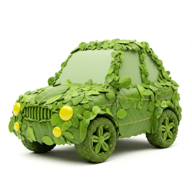 Green Leaf Covered Car Eco Friendly Nature Vehicle Stock Illustration ...