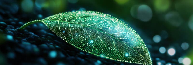 Green Leaf Transforms into Digital Pixels, Merging Nature with ...