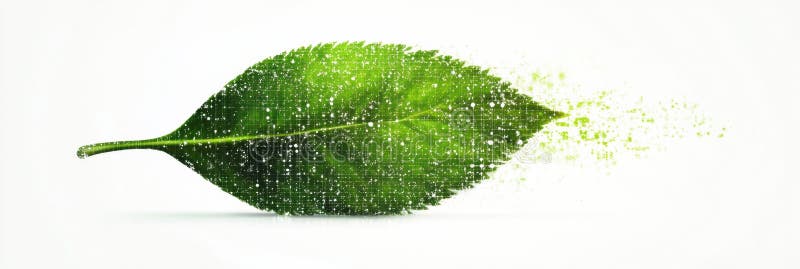 Green Leaf Dissolving into Digital Pixels Illustrating the Harmony ...
