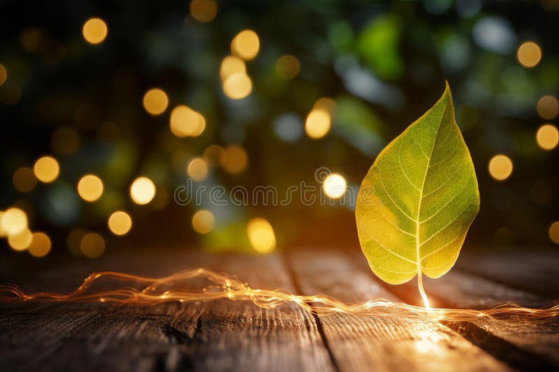 Green Leaf with Energy Flow, Symbolizing the Power and Vitality of ...