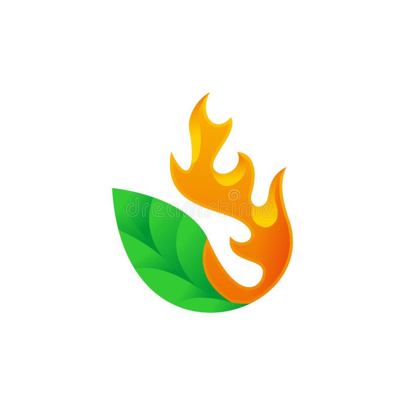 Green leaf fire flame logo stock vector. Illustration of leaf - 122162394