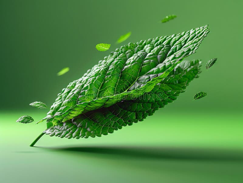 A Green Leaf Flying in the Air Stock Image - Image of herb, flying ...