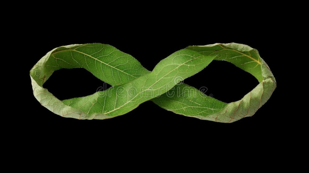 Green Leaf Folded into Infinity Symbol on Transparent Background Stock ...