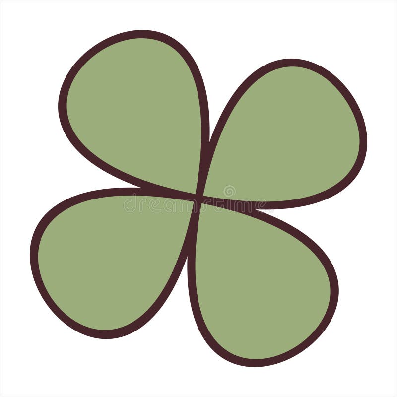 Green Leaf. Four-leaf Clover. Doodle Style Design Element. Trendy Flat ...