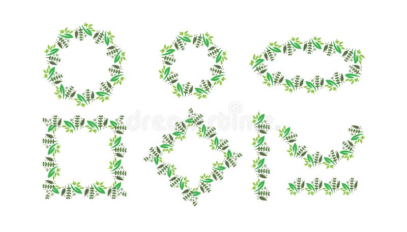 Green Leaf Frame Shapes Vector Background Template Stock Vector ...
