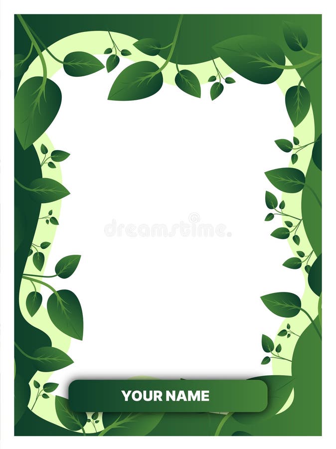 Green Leaf Frame Template – Editable Vector Template Stock Illustration ...