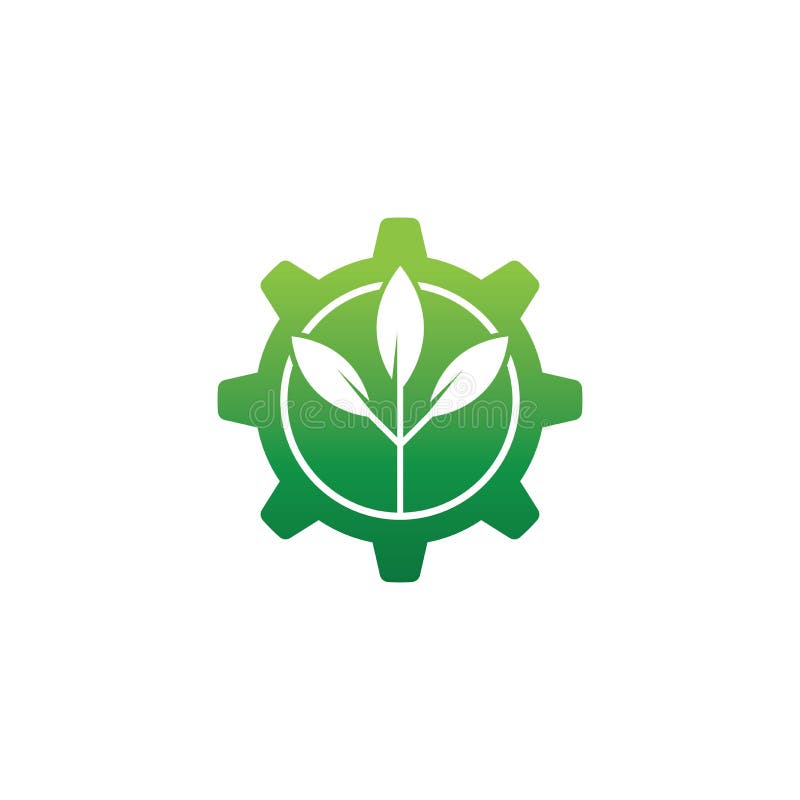 Green Leaf Gear Icon Logo Design Element. Stock Vector - Illustration ...
