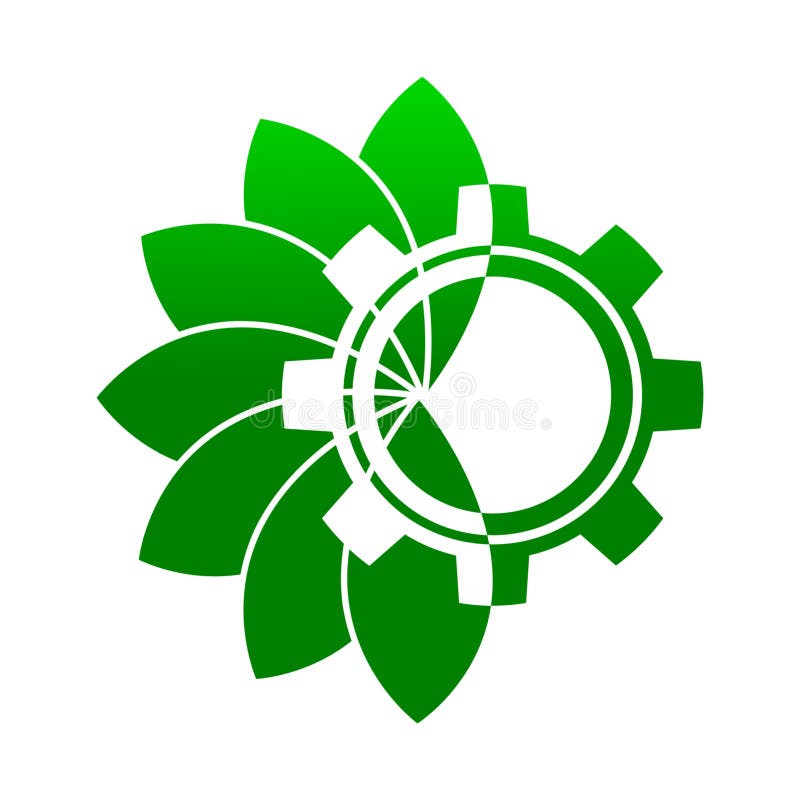 Green leaf with gear icon stock vector. Illustration of environmental ...