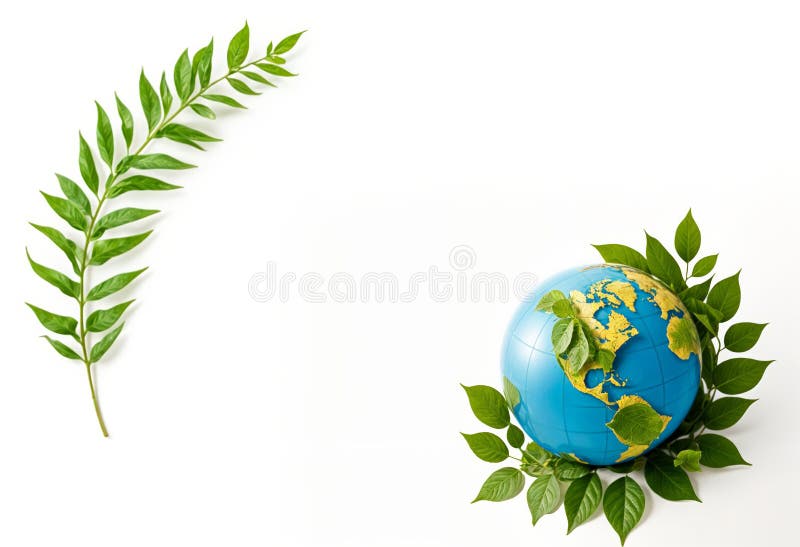 A Green Leaf and a Globe Surrounded by Green Leaves are Shown Next To ...