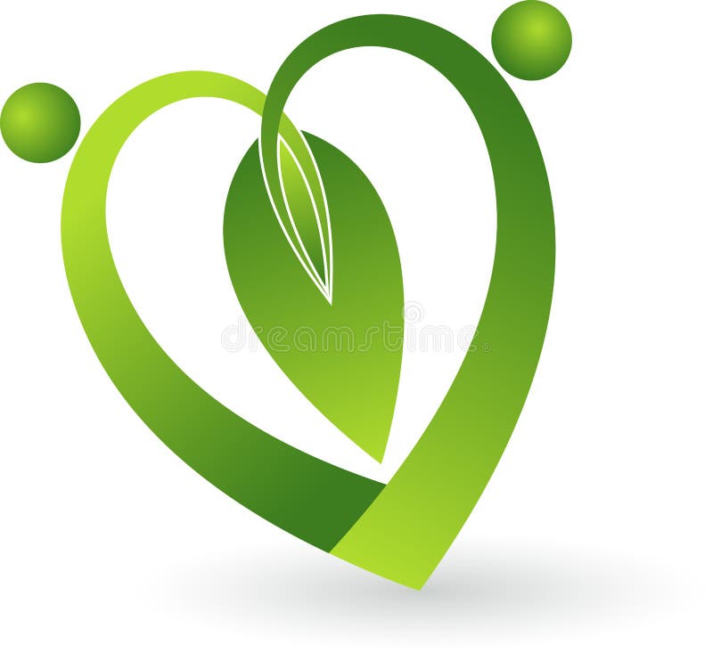 Green leaf heart shape stock vector. Illustration of green - 32209256