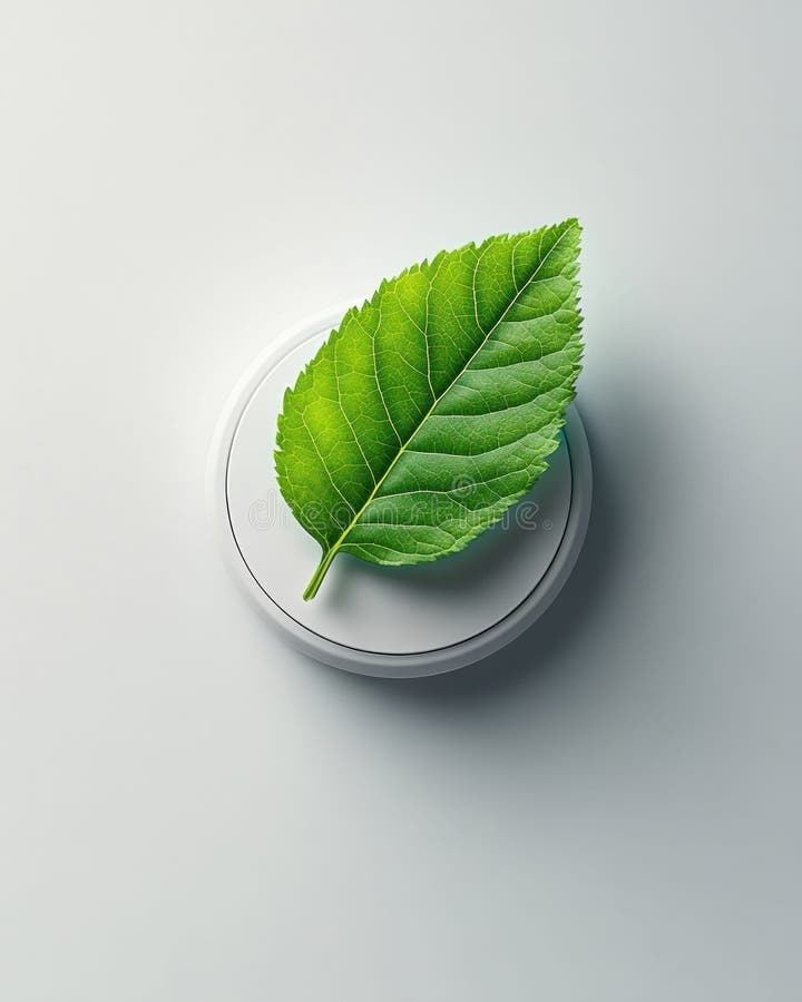 Green Leaf Integrated with a Power Button Stock Illustration ...
