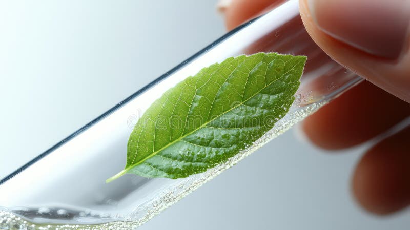 Green Leaf in Laboratory Test Tube Held by Scientist, Isolated on White ...