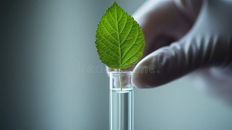 Green Leaf in Laboratory Test Tube Held by Scientist, Isolated on White ...