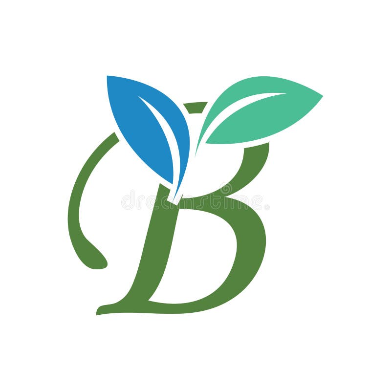 Green Leaf and Letter B Monogram Logo Design Vector Stock Illustration ...