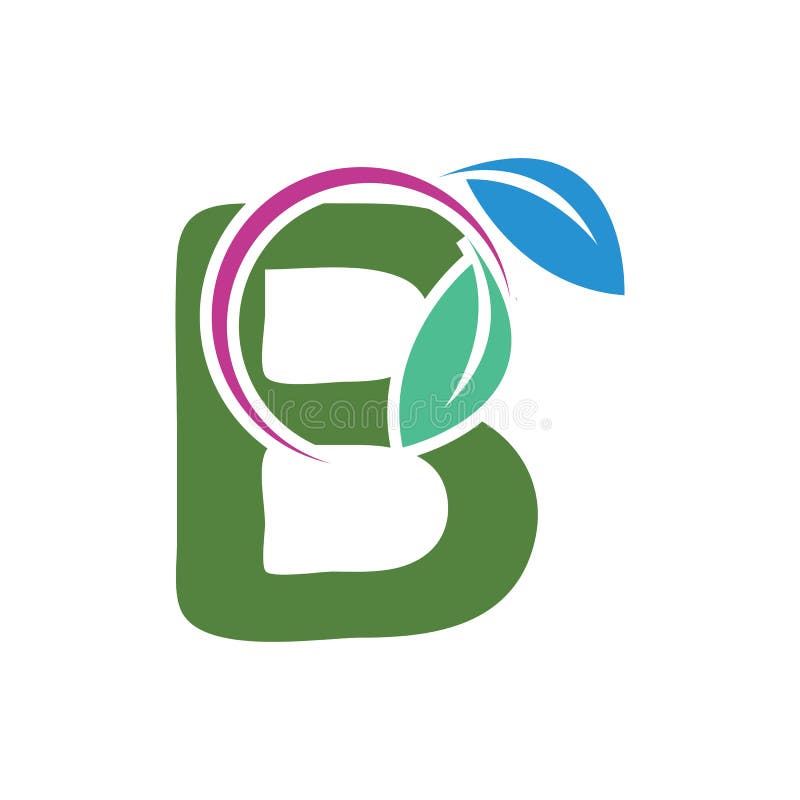 Green Leaf and Letter B Monogram Logo Design Vector Stock Illustration ...