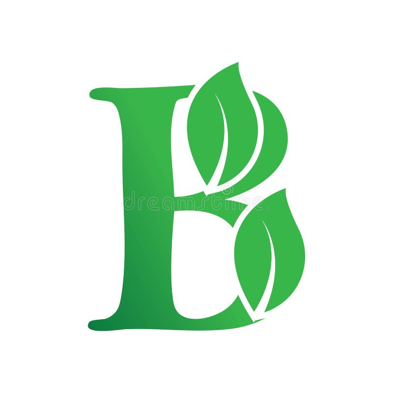 Green Leaf and Letter B Monogram Logo Design Vector Stock Illustration ...