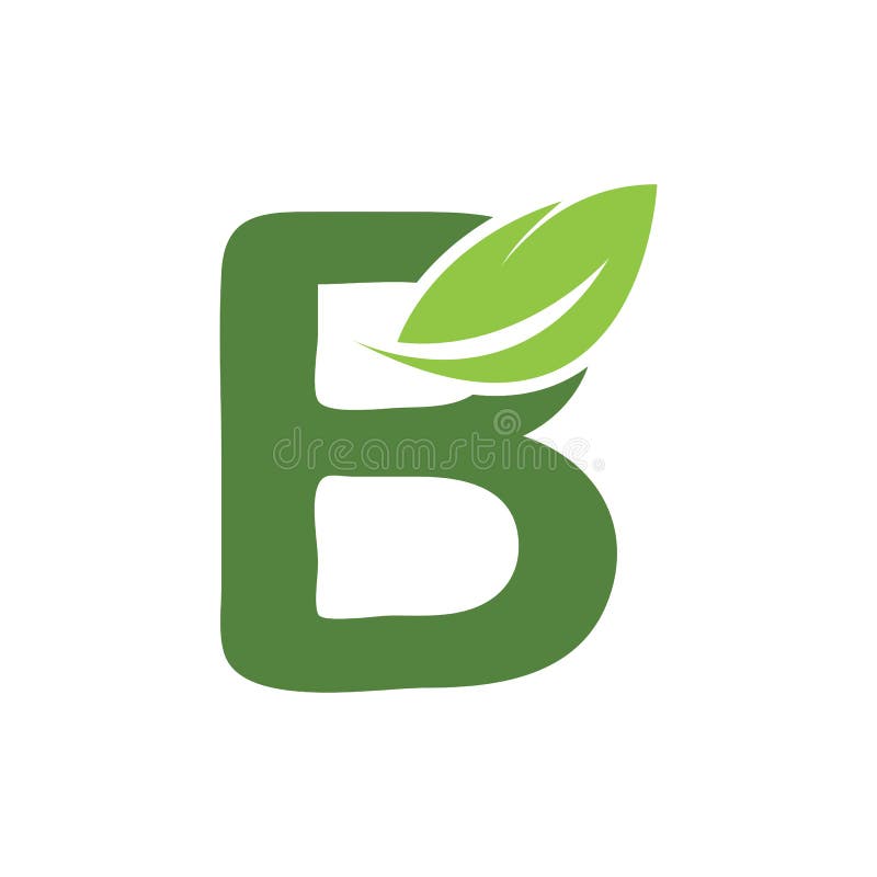 Green Leaf and Letter B Monogram Logo Design Vector Stock Illustration ...