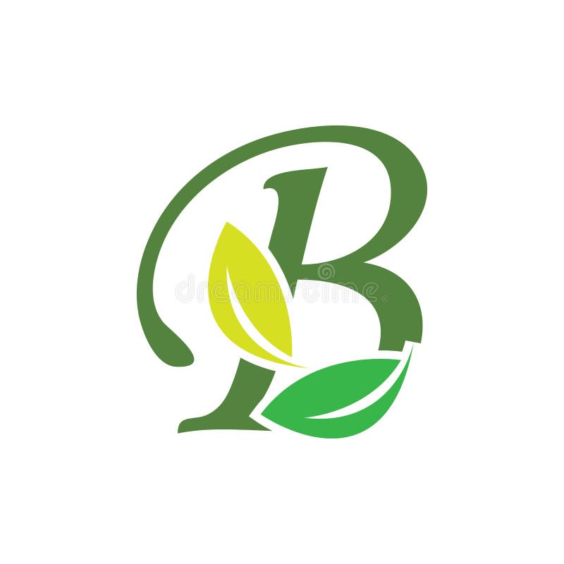 Green Leaf and Letter B Monogram Logo Design Vector Stock Illustration ...