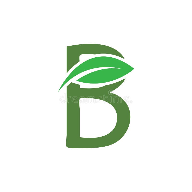 Green Leaf and Letter B Monogram Logo Design Vector Stock Illustration ...