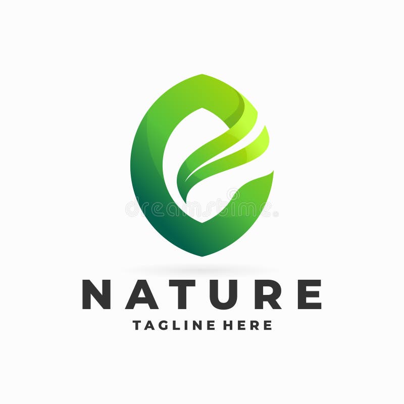 Green Leaf and Letter E Shapes Combination Logo, Leaf Letter E Logo ...