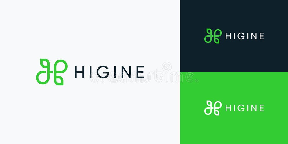 Green Leaf Letter H Initial Line Vector Logo Design Stock Vector ...