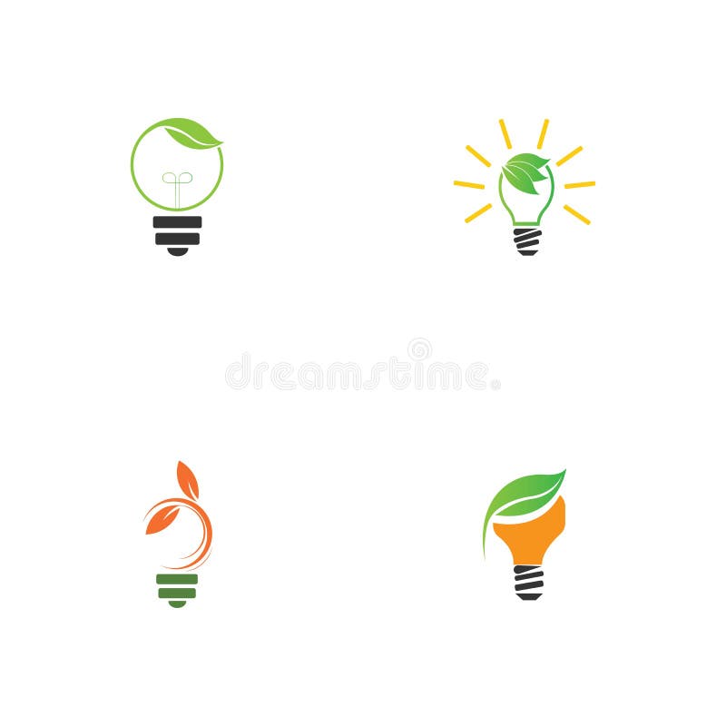 Green Leaf and Light Logo Illustration Design Stock Vector ...