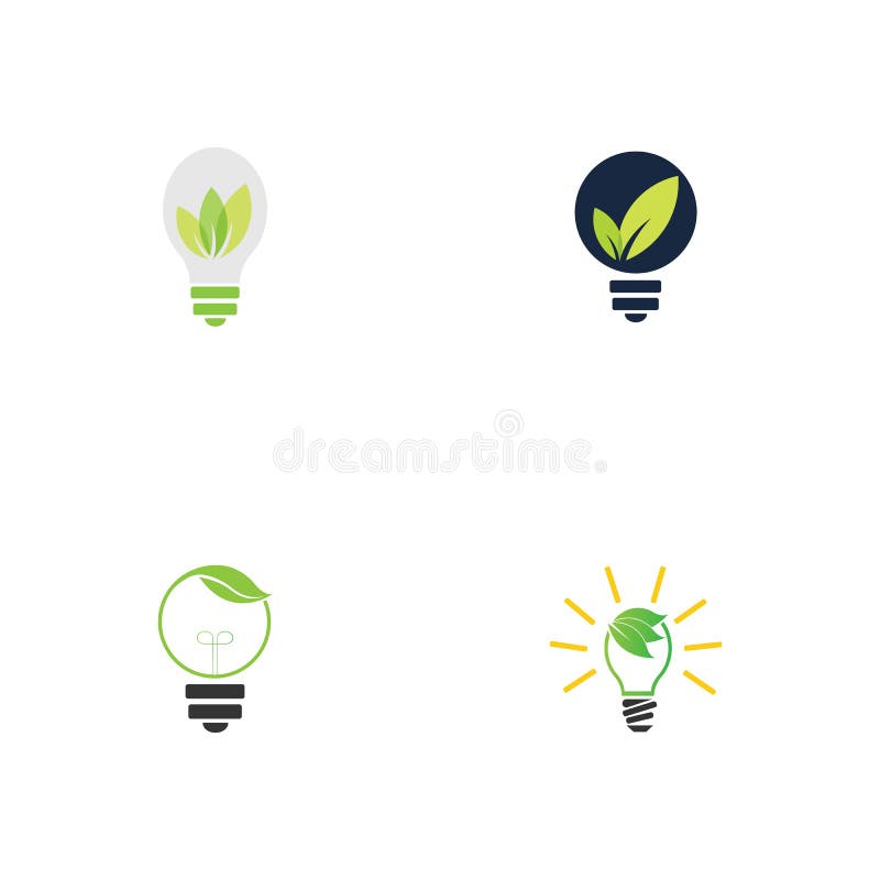 Green Leaf and Light Logo Illustration Design Stock Vector ...