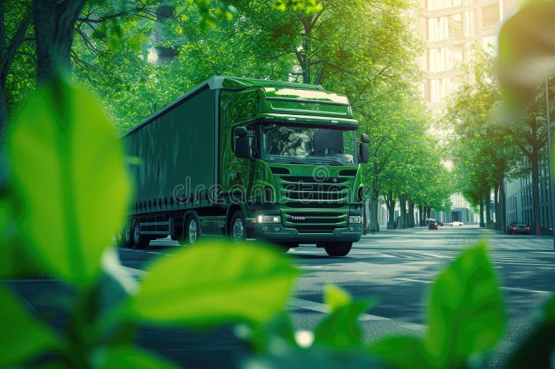 Green Leaf Logistics: Eco Transport Innovation. Stock Illustration ...