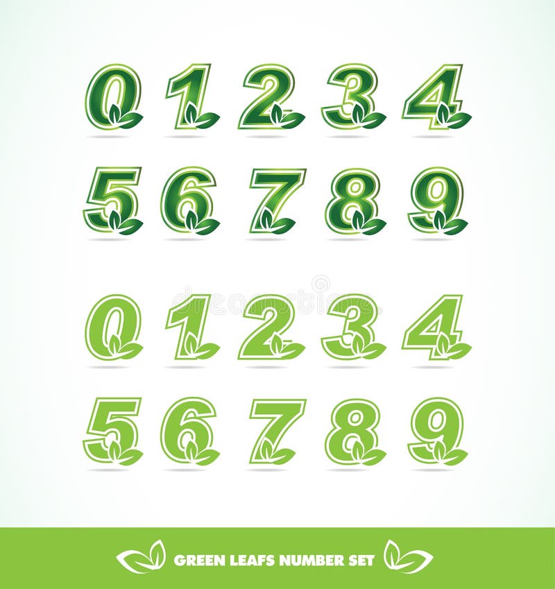 Green leaf logo number set stock vector. Illustration of logotype ...